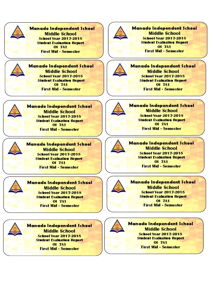 Sticker Template Report Card 7A1 | PDF