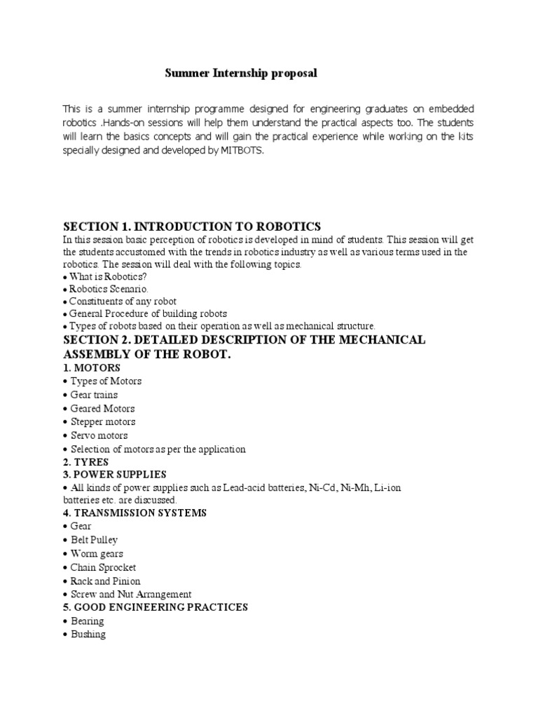 Summer Internship Proposal | PDF | Microcontroller | Integrated Circuit