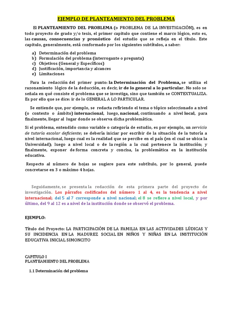 Ejemplo De Planteamiento Del Problema Aprendizaje Conocimiento