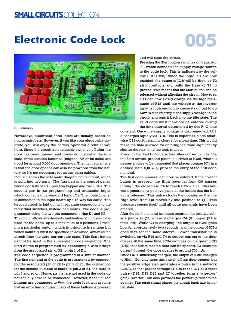 Electronic Code Lock: Small Circuitscollection | PDF | Electronic ...