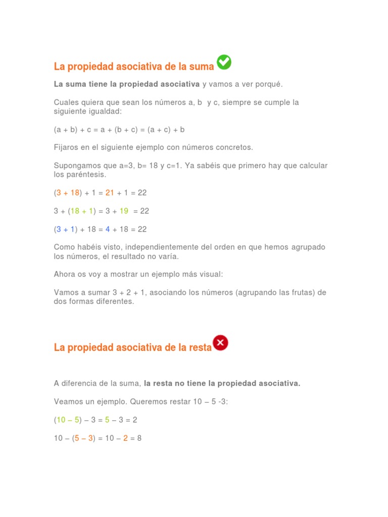 La Propiedad Asociativa de La Suma | PDF | División (Matemáticas ...