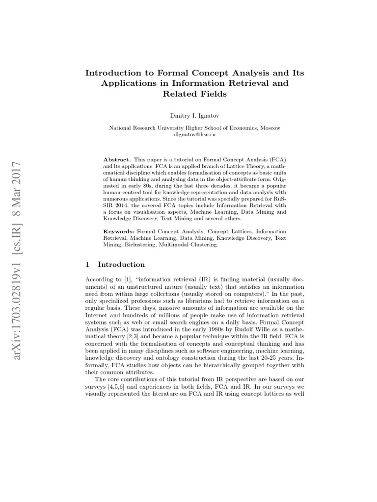 Introduction To Formal Concept Analysis And Its Pdf Teaching Mathematics Mathematical Concepts 0354