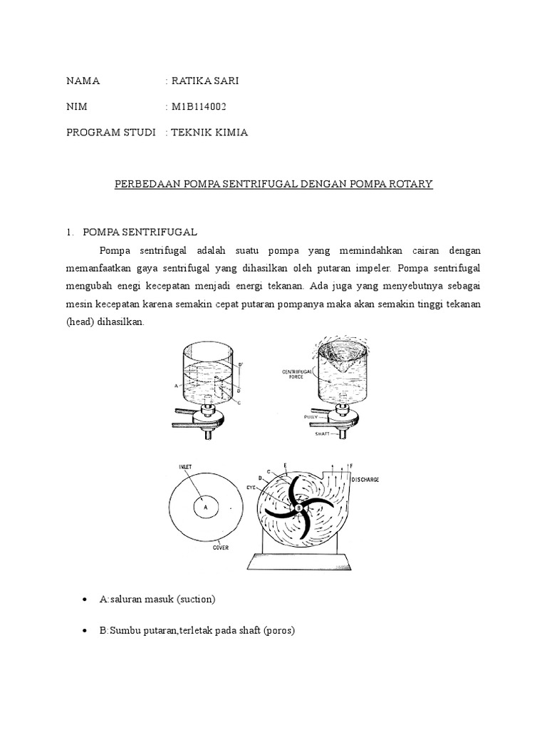 Perbedaan Pompa Sentrifugal dan Rotary | PDF