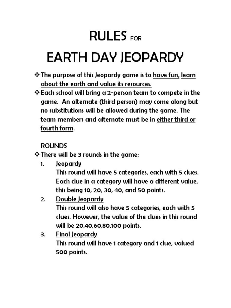 Rules For Jeopardy | PDF