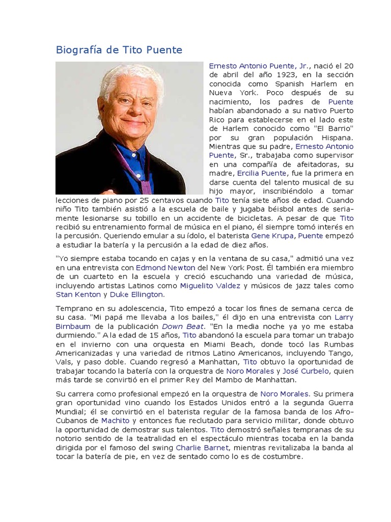 Biografía de Tito Puente | PDF | Musica Popular | Ocio
