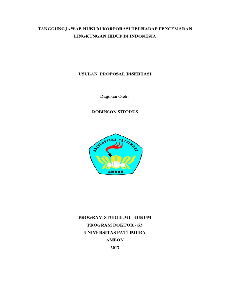 Cover Proposal Disertasi Hukum Lingkungan | PDF | Sains & Matematika
