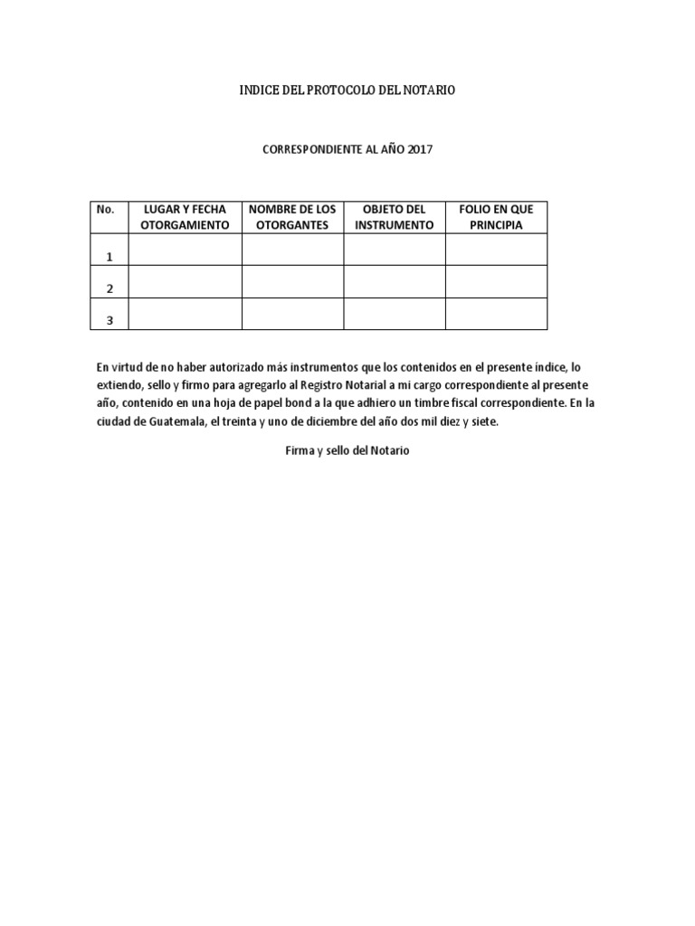 Indice Del Protocolo Del Notario | PDF