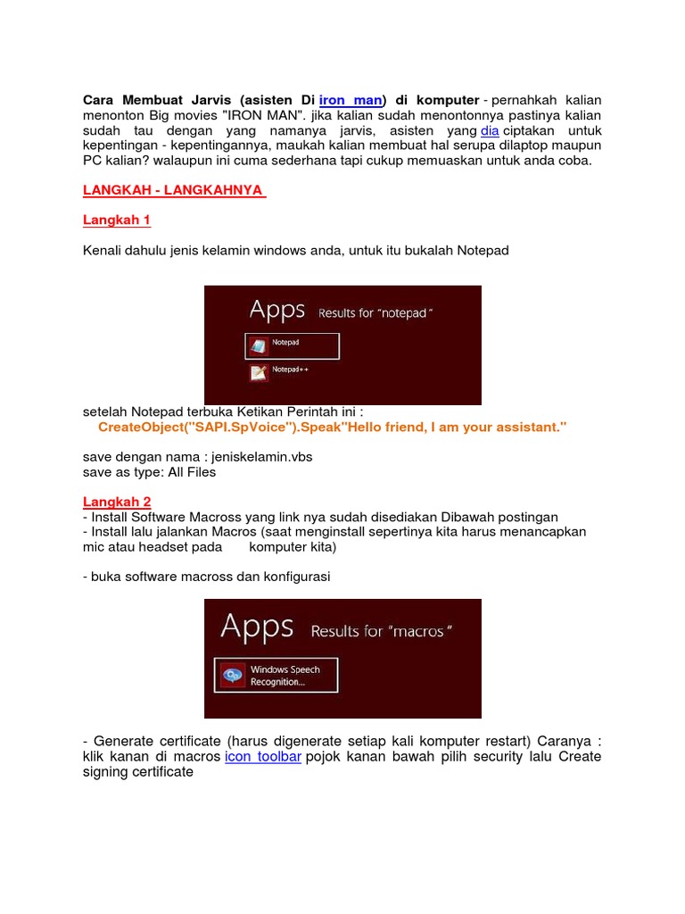 Cara Membuat Jarvis | PDF
