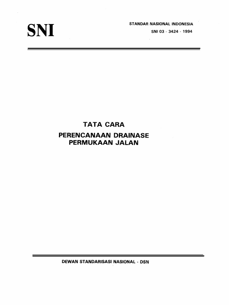 SNI 03-03-3424 - 1994 Tata Cara Perencanaan Drainage Permukaan Jalan | PDF