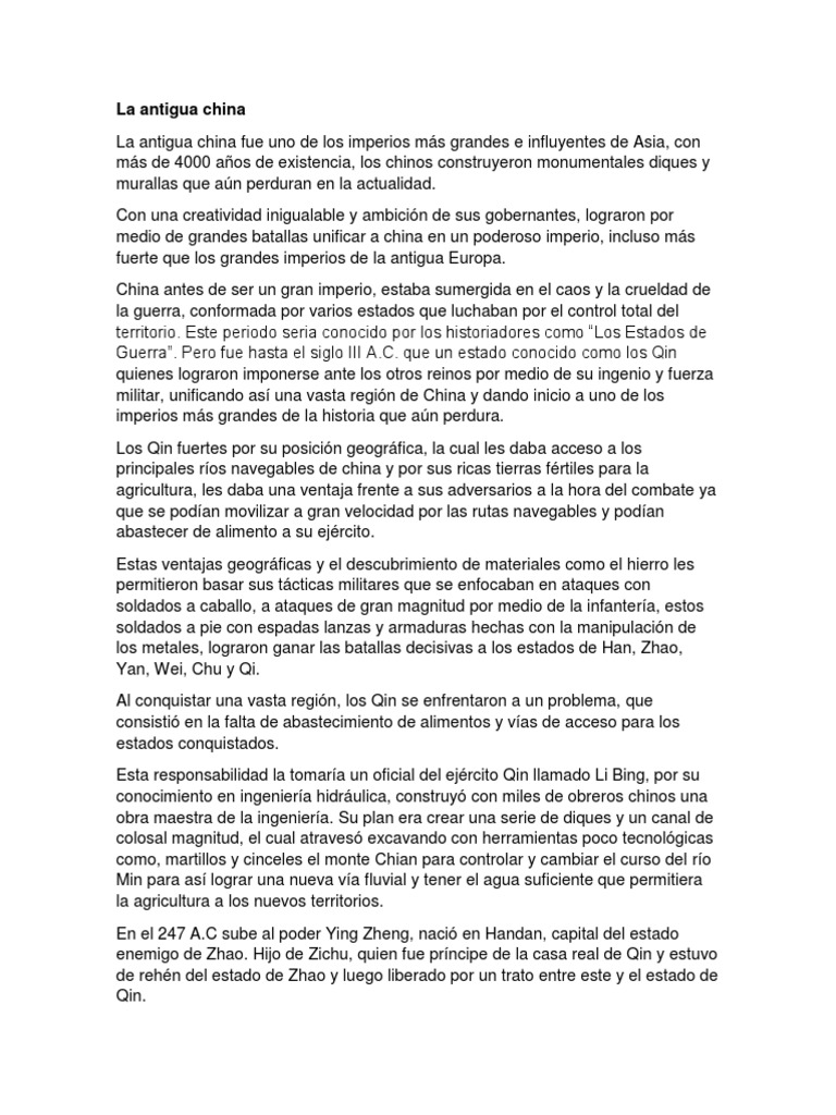 La Antigua China | PDF | Historia de china | China