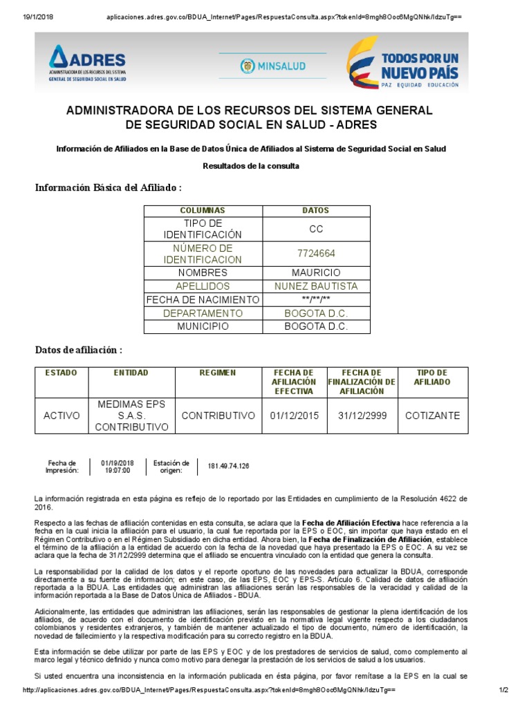 Consulta de Afiliación ADRES | PDF | Science | Tecnología (general)