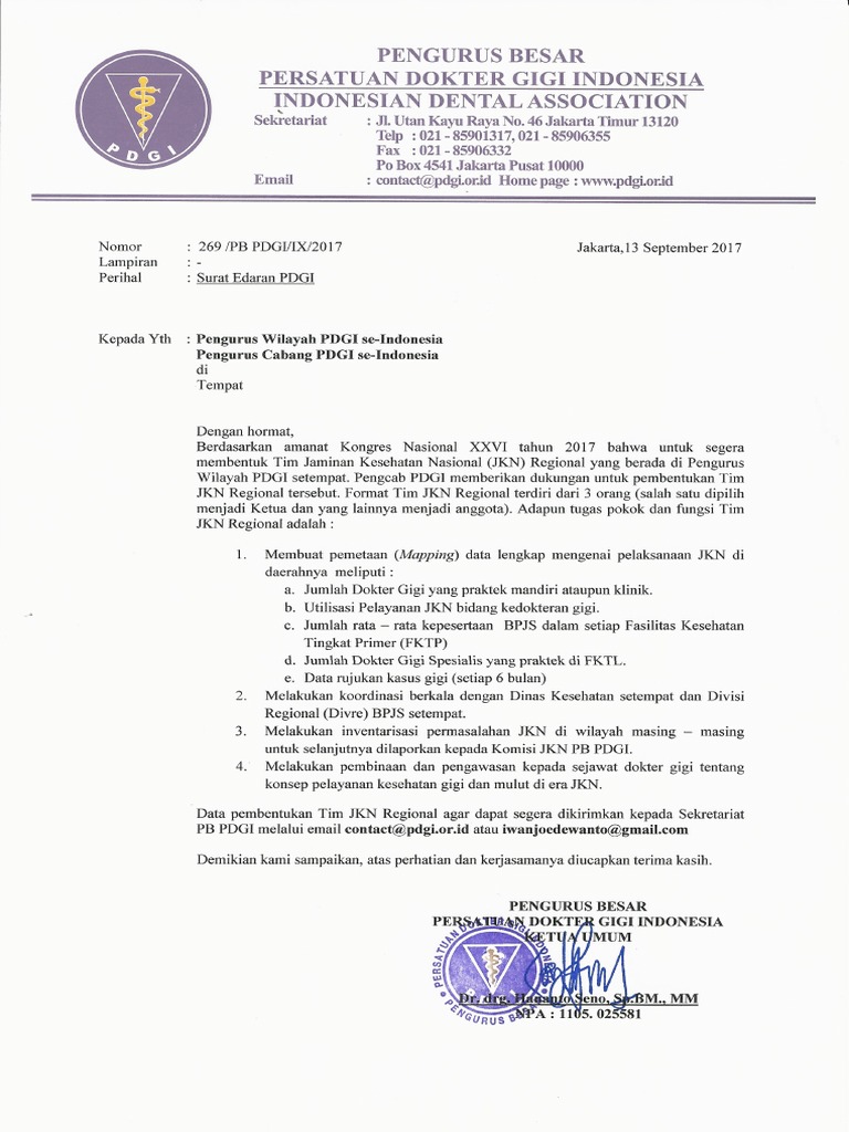 Surat Edaran Tim JKN Pdgi | PDF