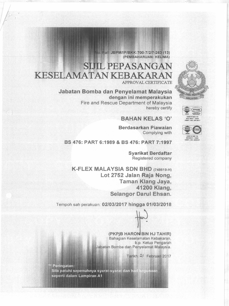 K-Flex - Bomba Cert - 20180122 | PDF