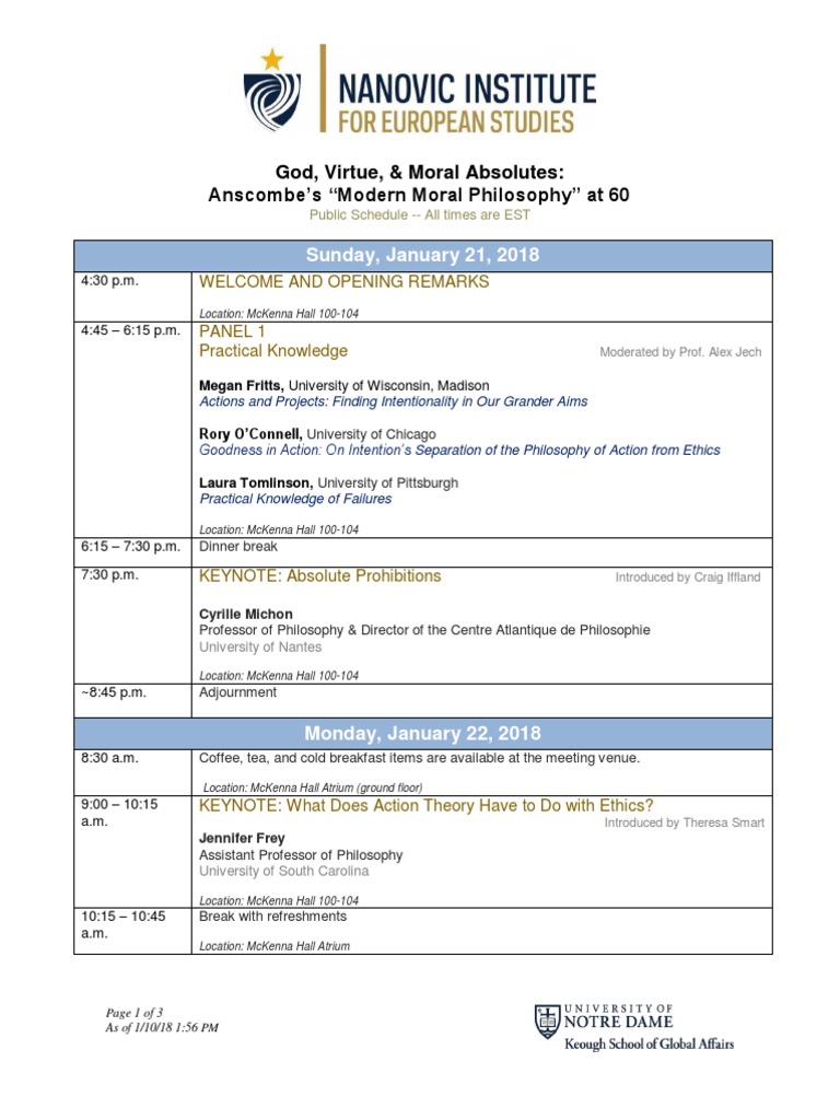 Anscombe's 'Modern Moral Philosophy' at 60: Public Schedule and Program ...