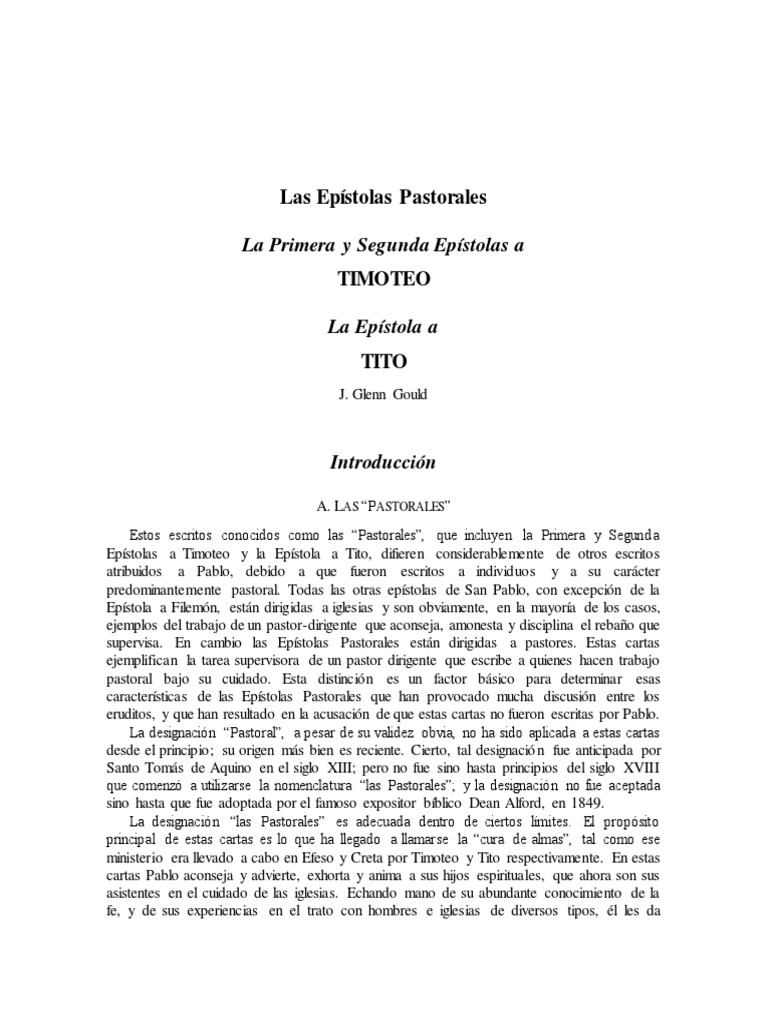 Las Epístolas Pastorales 1 Timoteo | PDF | Pablo el apóstol | Cristo ...