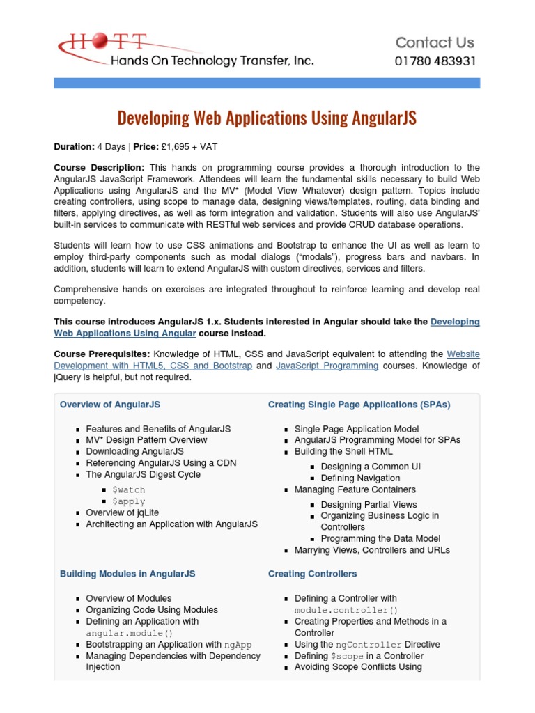 AngularJS Training Course | PDF | Angular Js | Web Development