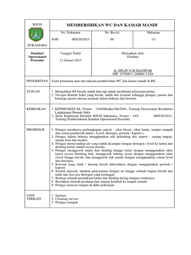 Sop Membersihkan WC Dan Kamar Mandi | PDF