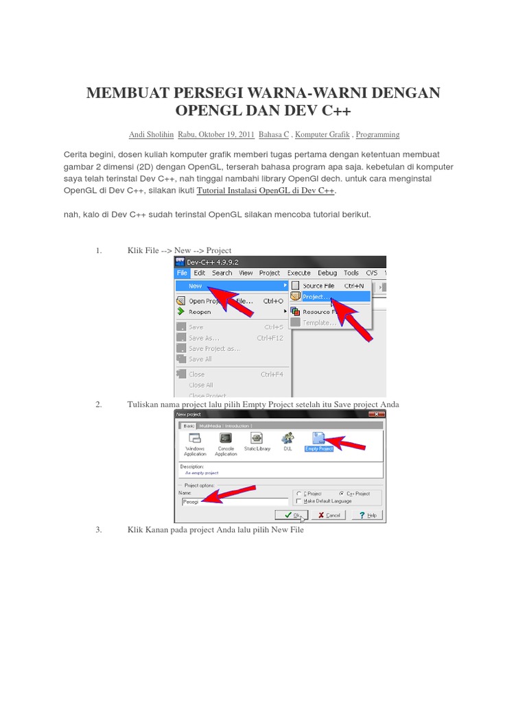 MEMBUAT PERSEGI WARNA-WARNI DENGAN OPENGL DAN DEV C | PDF