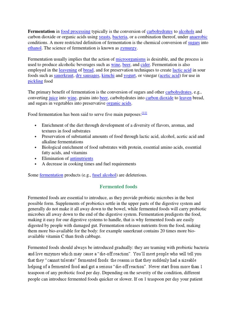 Fermented Foods Guide | PDF | Fermentation In Food Processing | Food ...