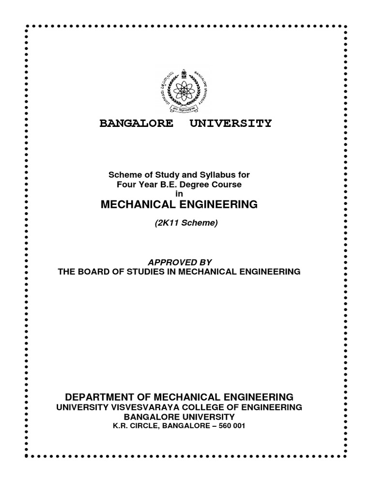 Uvce Be 2nd3rd 4th Year Mech Engg Syl PDF | PDF | Deformation (Engineering) | Entropy