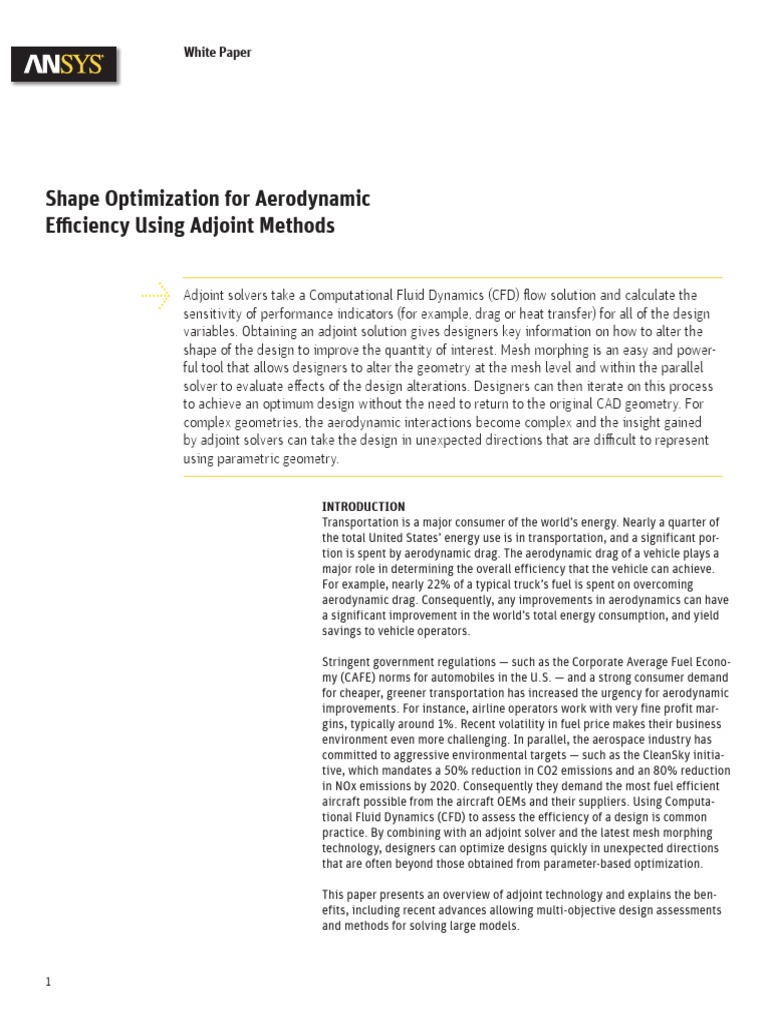 WP Shape Optimization For Aero Efficiency Adjoint Methods | PDF | Sensitivity Analysis ...
