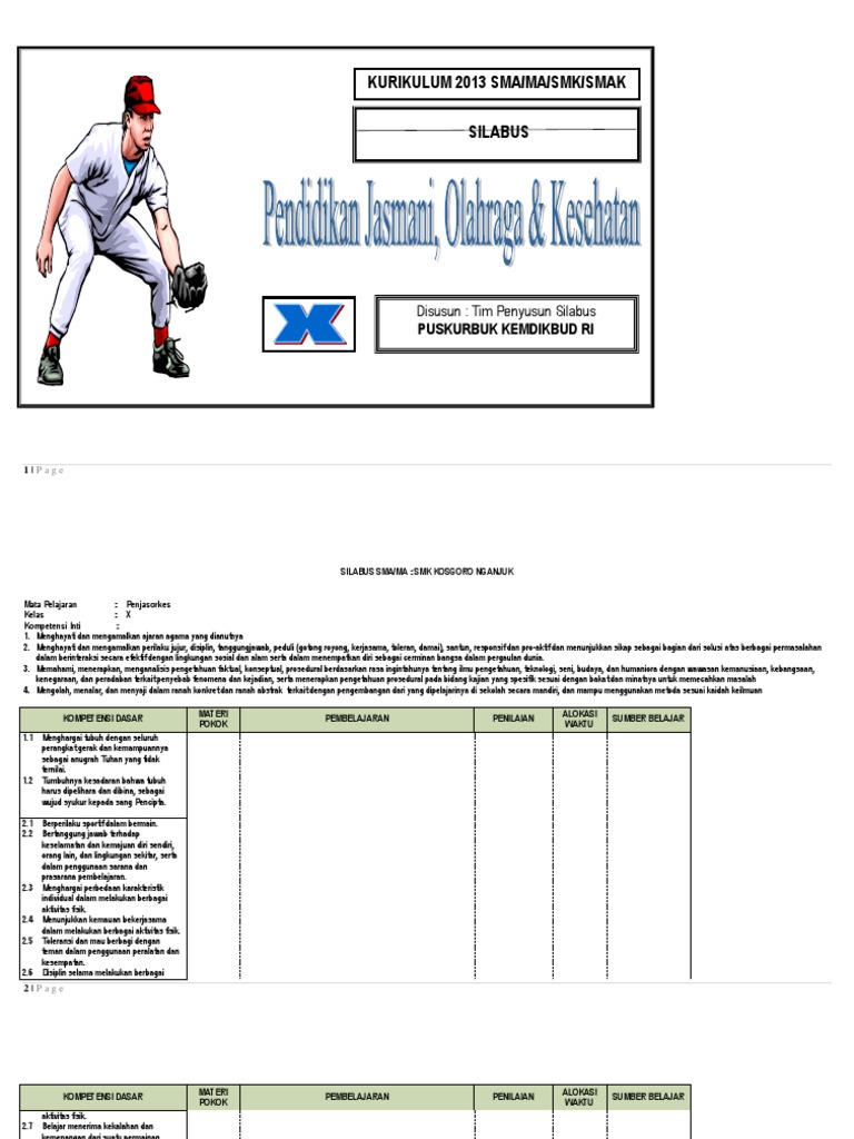 Silabus Penjas Kelas X K 13 | PDF