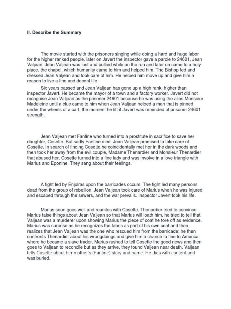 Les Miserables Summary Description | PDF | Cosette | Marius Pontmercy