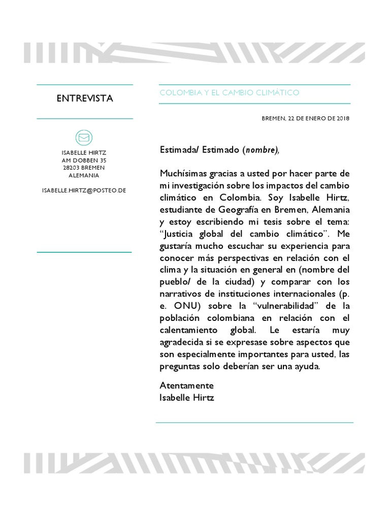 Preguntas Entrevista | PDF | Cambio climático | Colombia