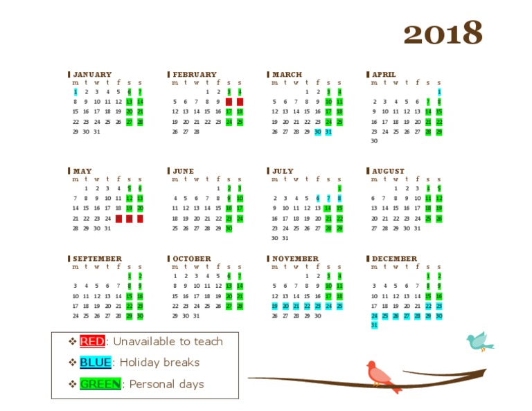 2018 Holiday Calendar | PDF