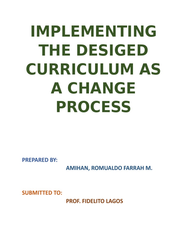 Curriculum Change as an Implementation Process | PDF | Curriculum ...