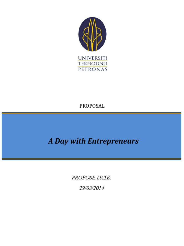 A Day with Entrepreneurs Proposal | PDF | Entrepreneurship | Science ...