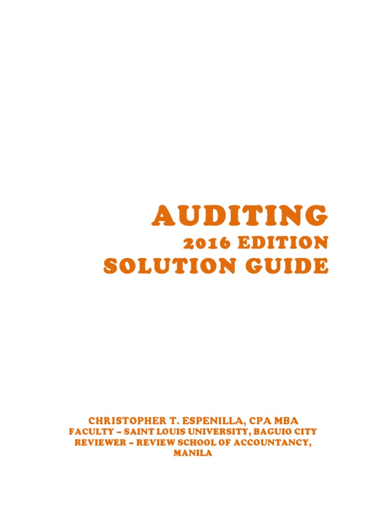 Advanced Auditing 2016 Solution Guide | PDF | Debits And Credits | Cheque