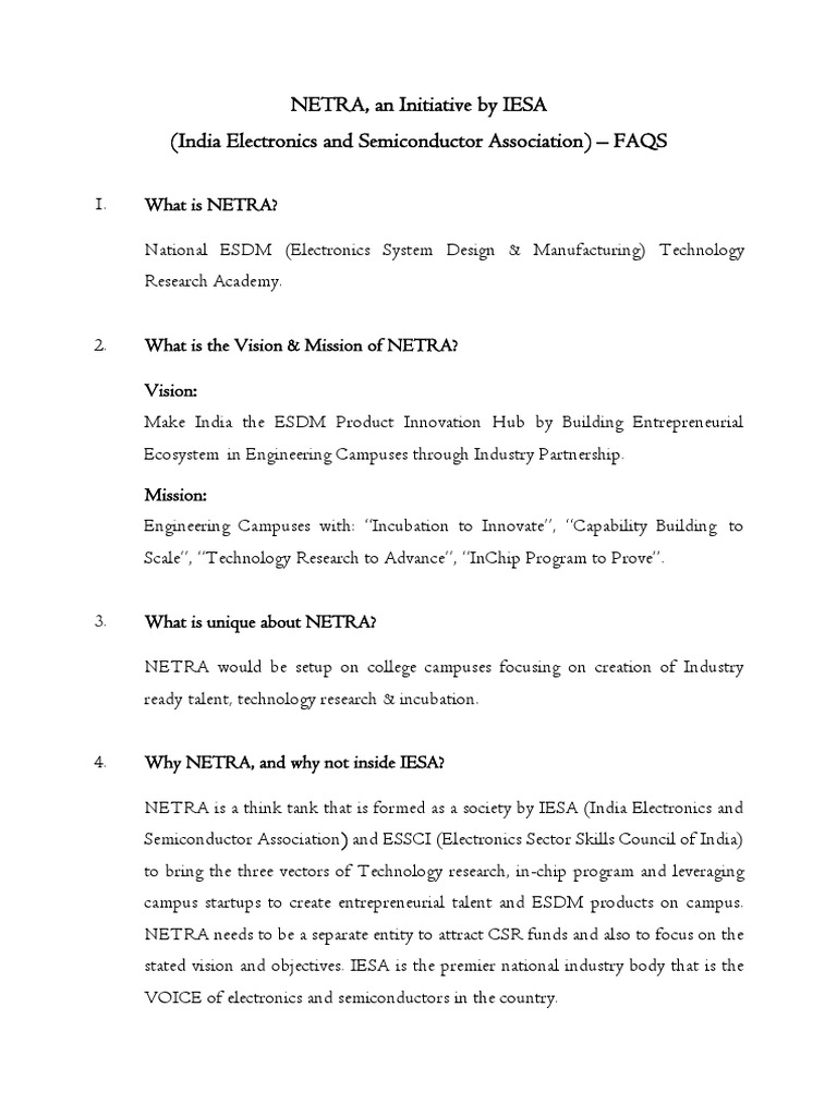 NETRA, An Initiative by IESA (India Electronics and Semiconductor ...