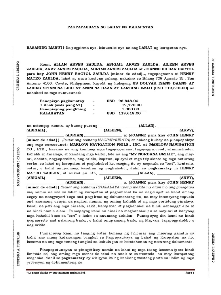 (Zaulda) Pagpapaubaya Several | PDF