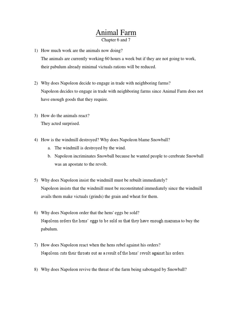 Animal Farm - Chapters 6 and 7 | PDF | Foods