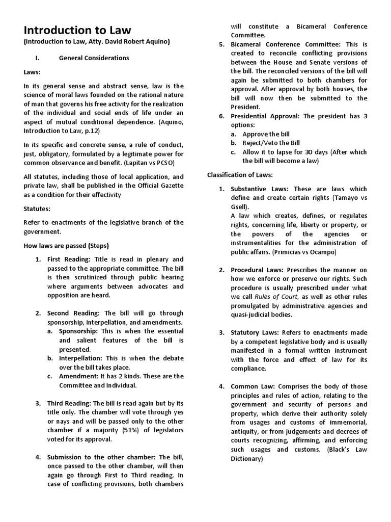 Introduction To Law | PDF | Statutory Interpretation | Employment