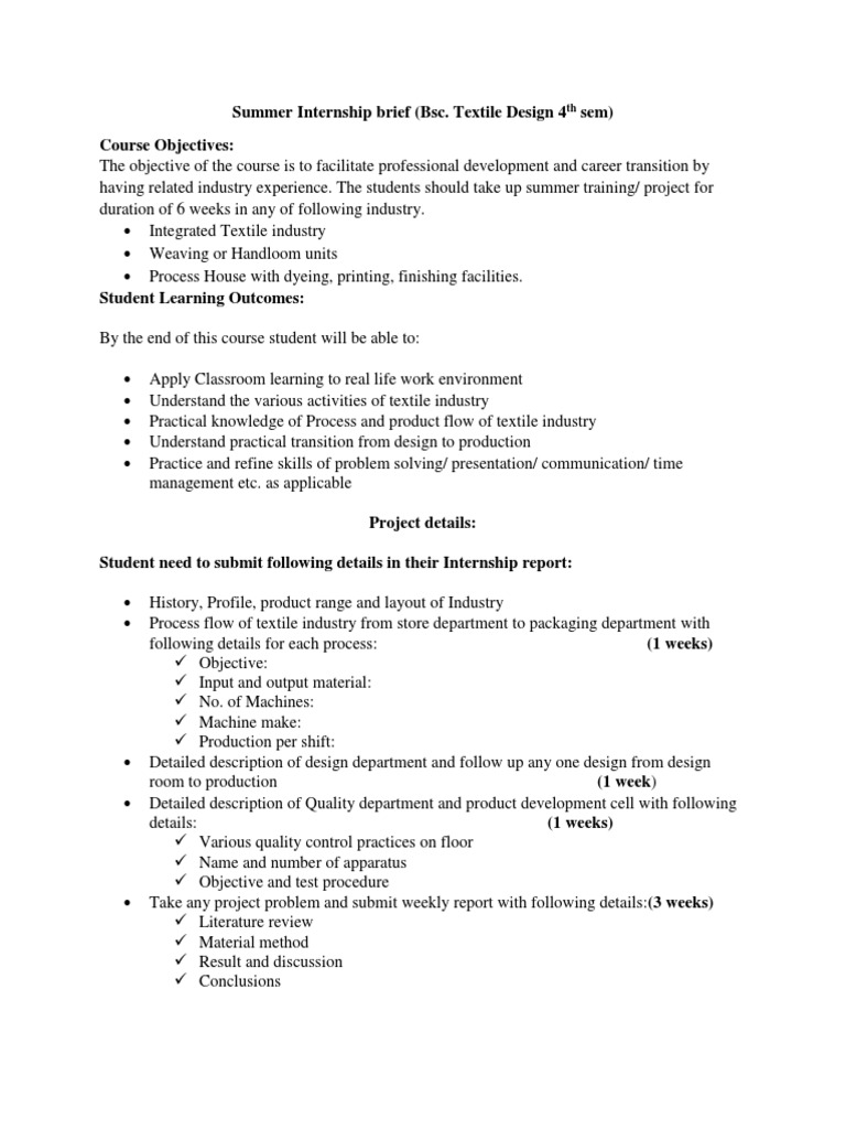 Internship Brief | PDF
