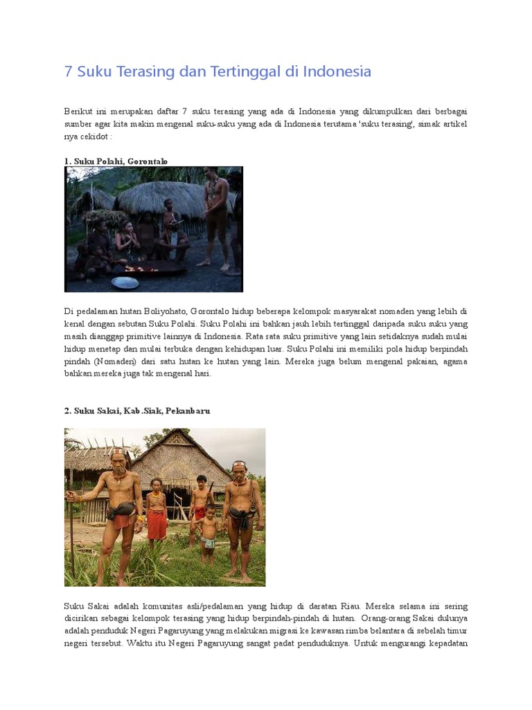 7 Suku Terasing Di Indonesia | PDF | Agama & Spiritualitas