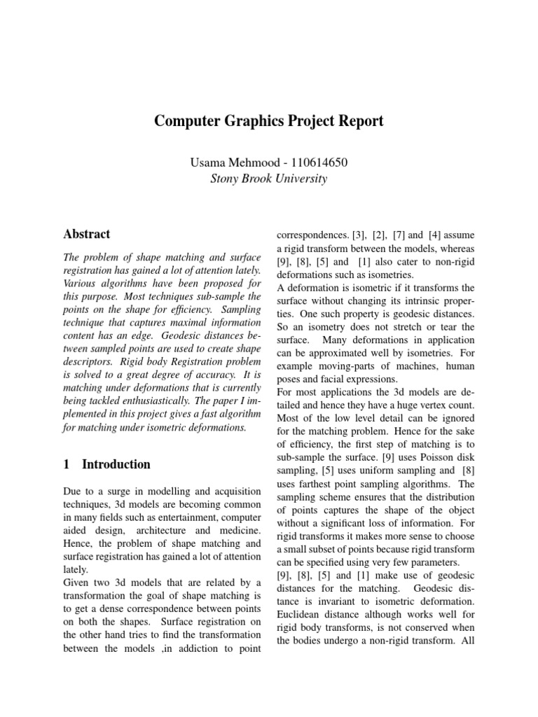 Computer Graphics Project Report: Usama Mehmood - 110614650 Stony Brook University | Download ...