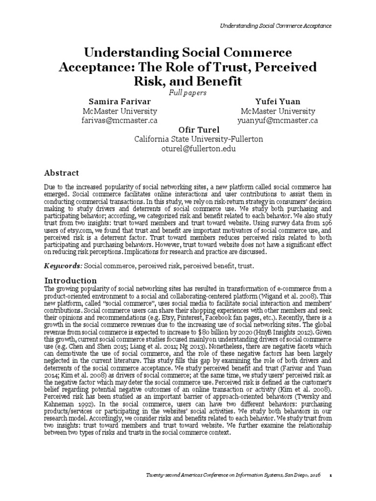 Understanding Social Commerce Acceptance: The Role of Trust, Perceived ...