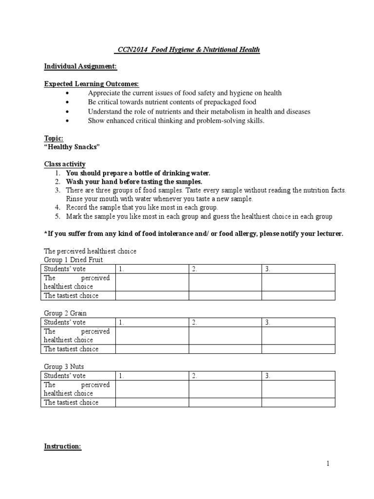 Healthy Snacks Report Guidelines | PDF | Foods | Nutrition