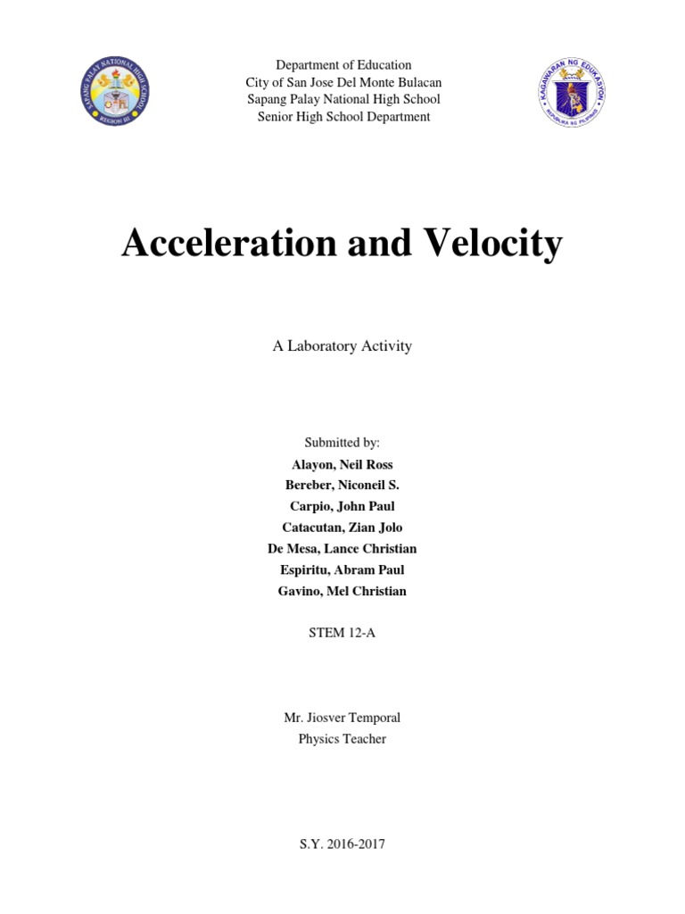Acceleration and Velocity: A Laboratory Activity | PDF