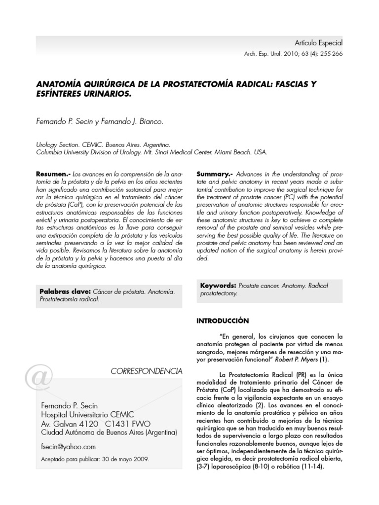 Anatomía de la fascia prostática | PDF | Vejiga urinaria | Cancer de ...