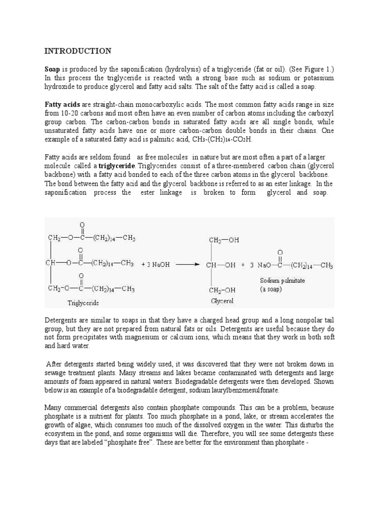 Soap Is Produced by The Saponification (Hydrolysis) of A Triglyceride ...