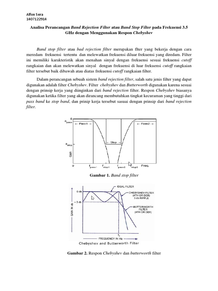 Rancang Band Stop Filter 3.5 GHz Chebyshev | PDF