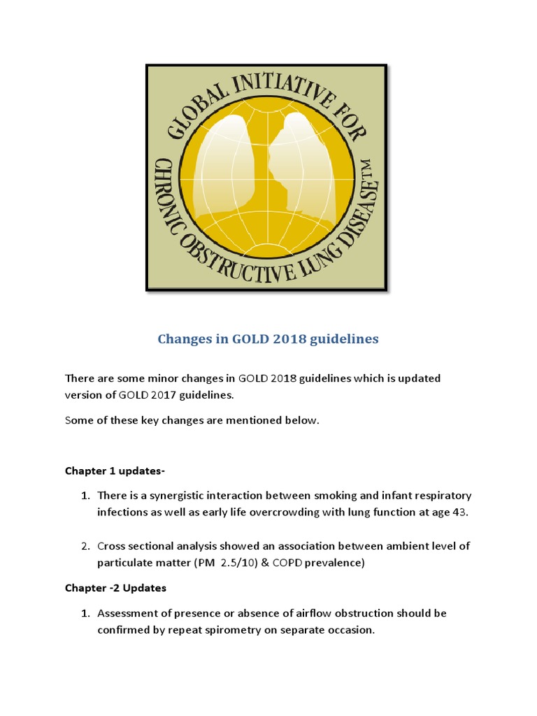 Changes in GOLD 2018 Guidelines PDF | PDF | Chronic Obstructive ...