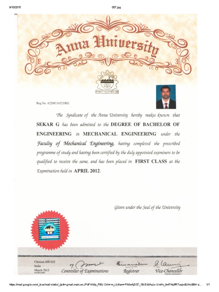 Ug Degree Certificate | PDF | Computers