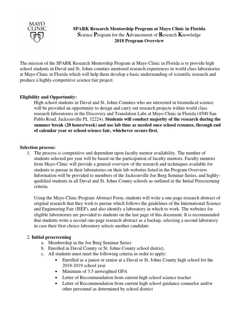 SPARK Program Overview 2018 | PDF | Mentorship | Students