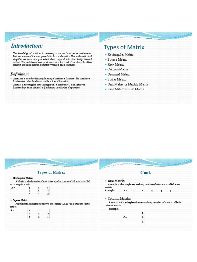 Types of Matrix: Definition | PDF | Matrix (Mathematics) | Functional Analysis