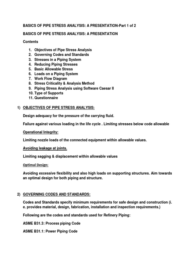 Basic of Piping Stress Analysis - Part-1 | PDF | Pipe (Fluid Conveyance ...